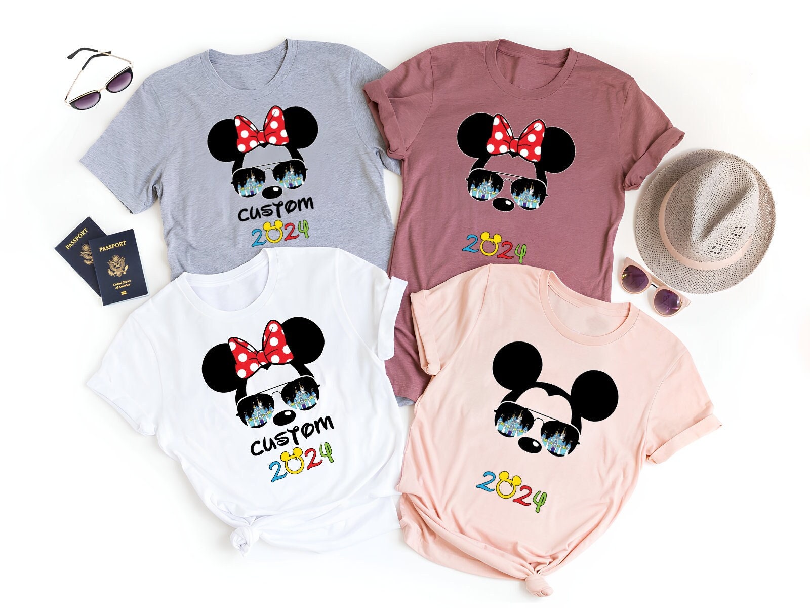 Custom Disney 2024 Shirt, Minnie And Mickey Shirt, Custom Disney 2024 ...