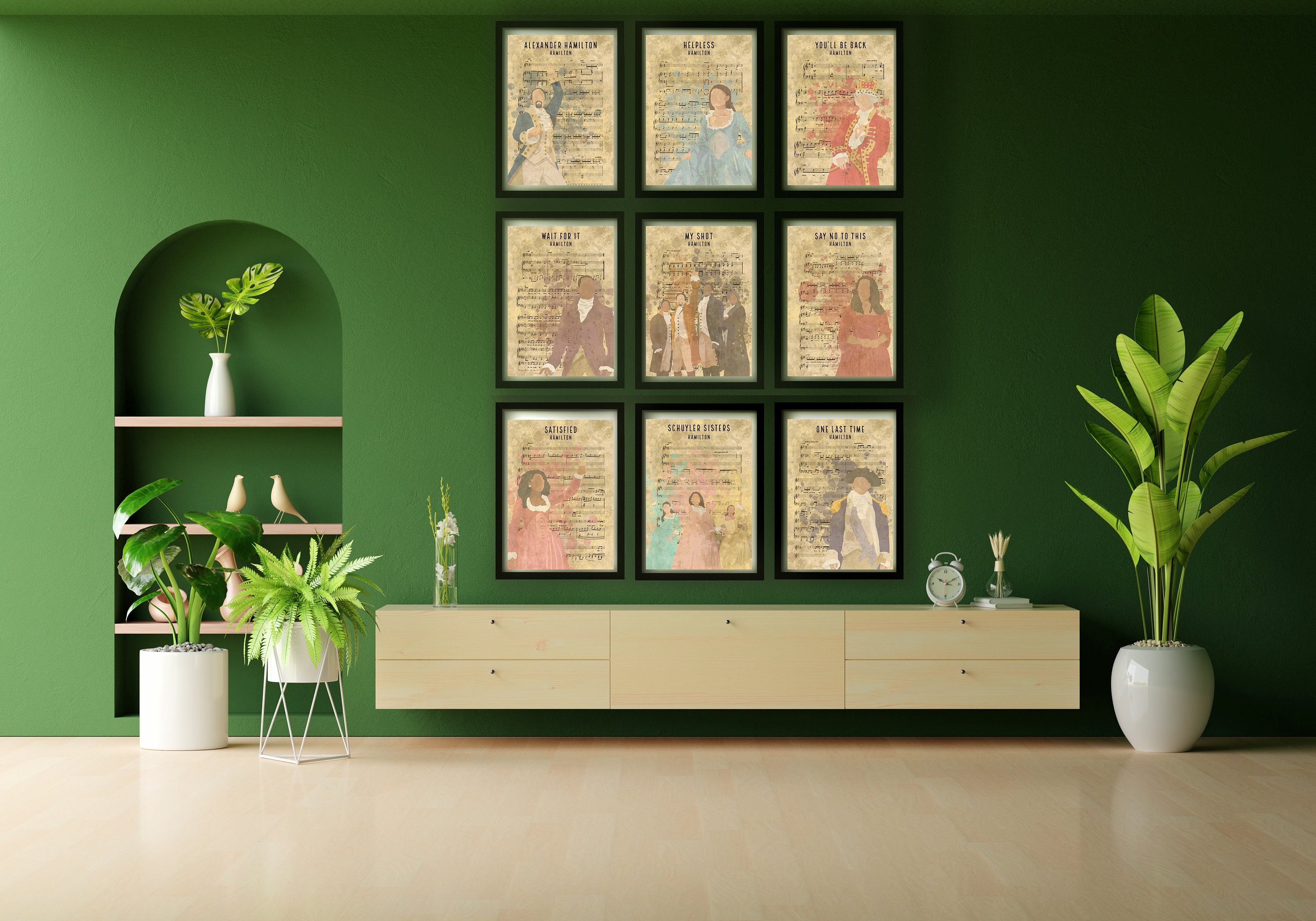 Hamilton Musical Sheet Music Art Prints Set of 9 Minimalist Style West ...