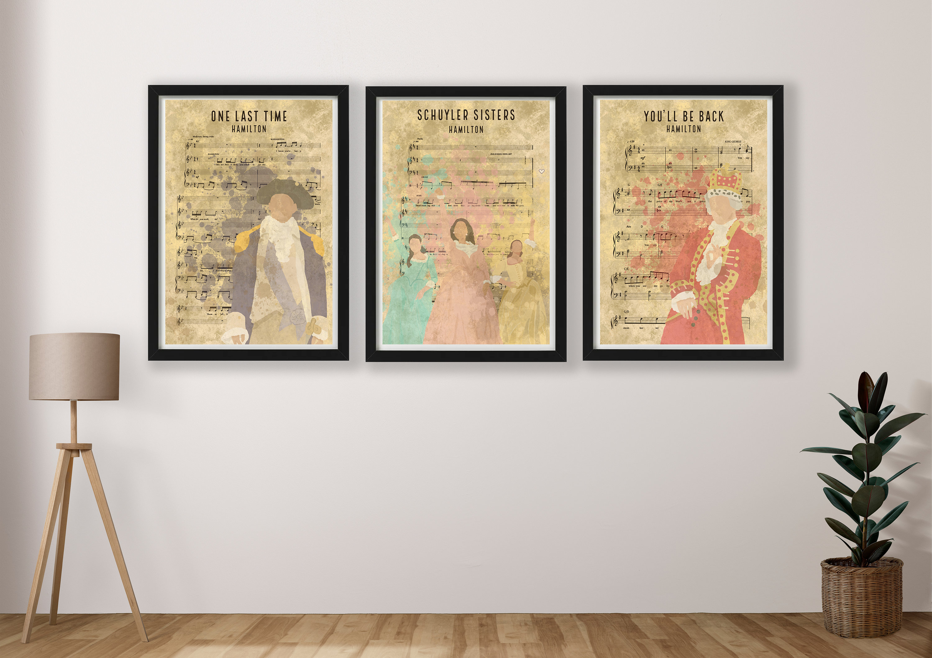 Hamilton Musical Sheet Music Art Prints Set of 9 Minimalist Style West ...