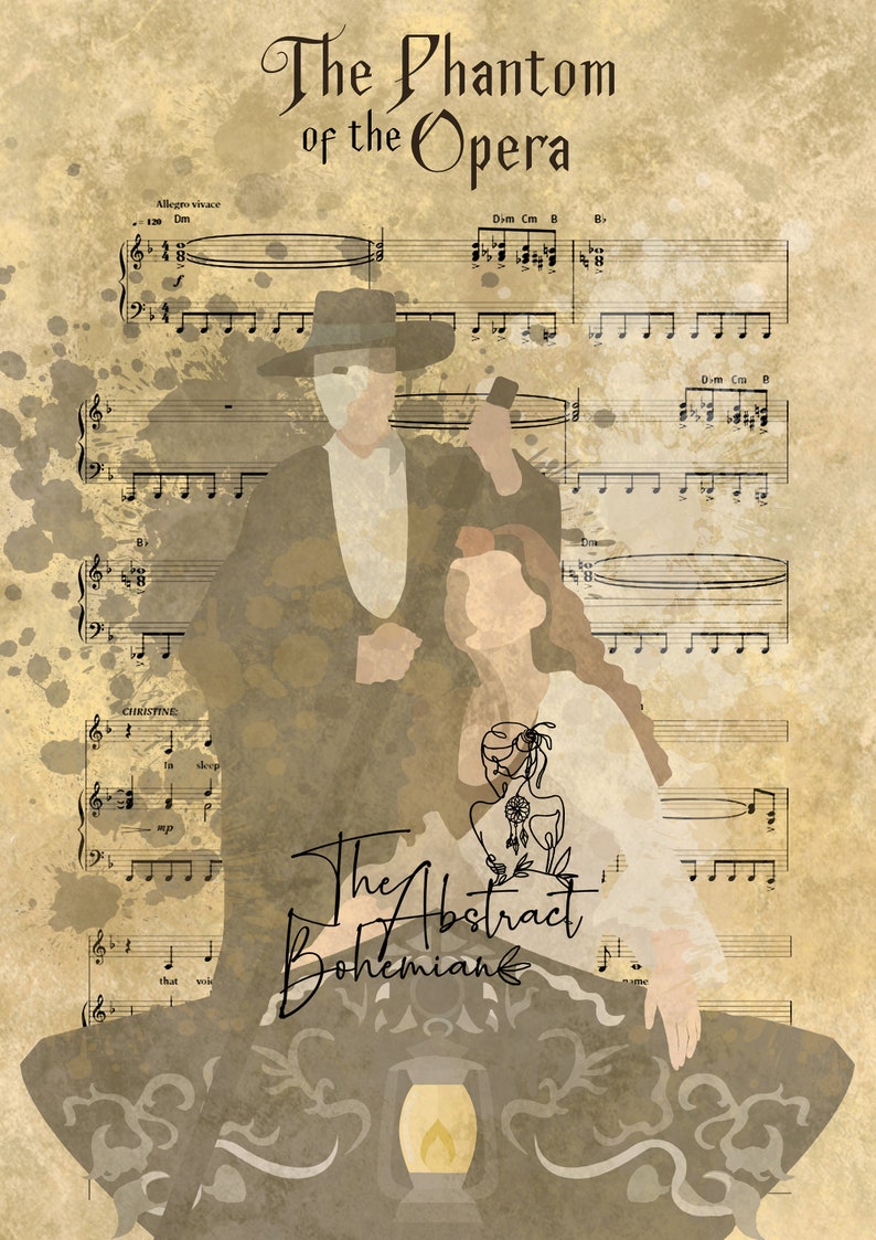 Phantom of the Opera Sheet Music Art Print | Broadway Musical - Etsy