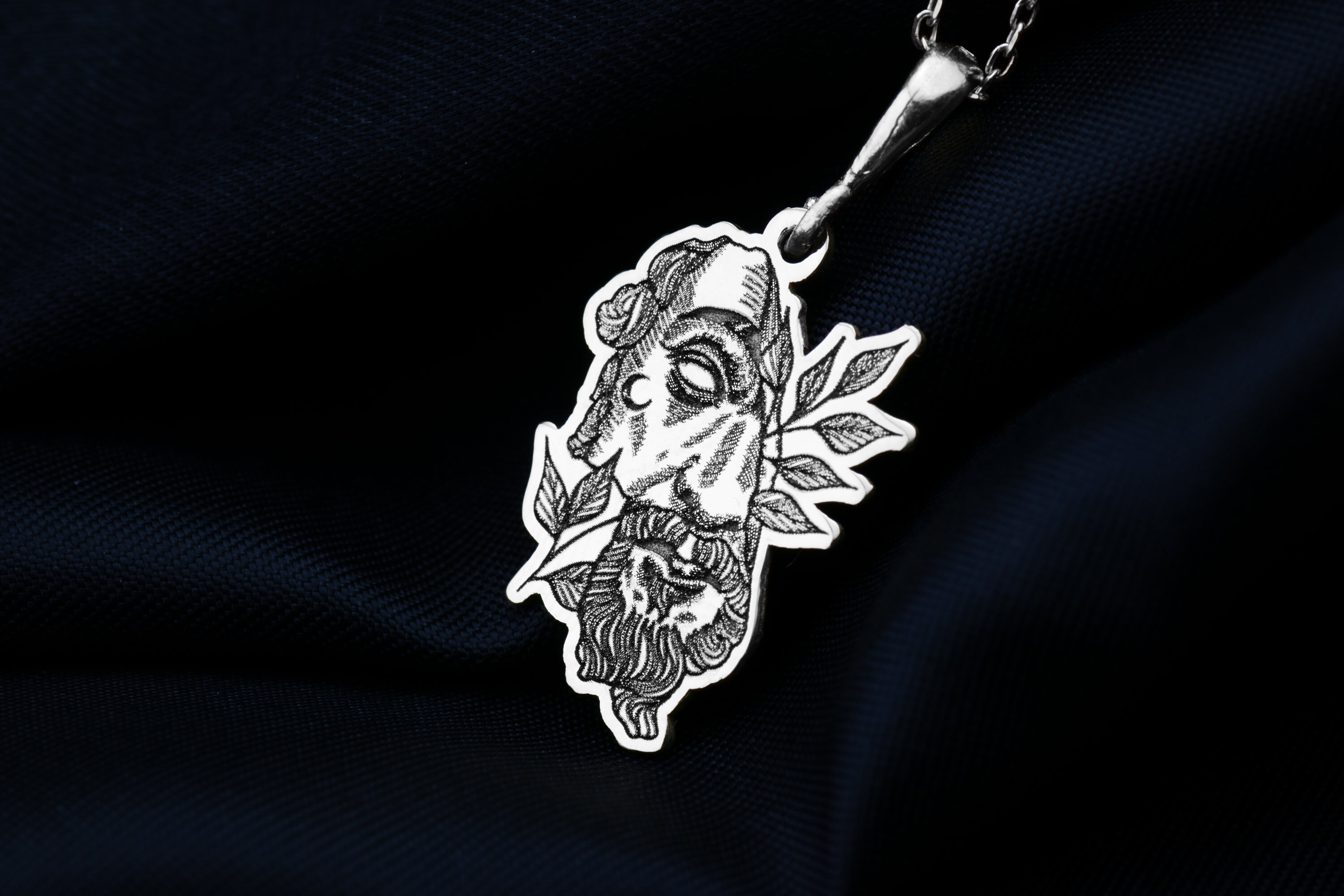 14K Solid Gold Zeus Necklace, Greek God Zeus Charm Necklace, Silver ...