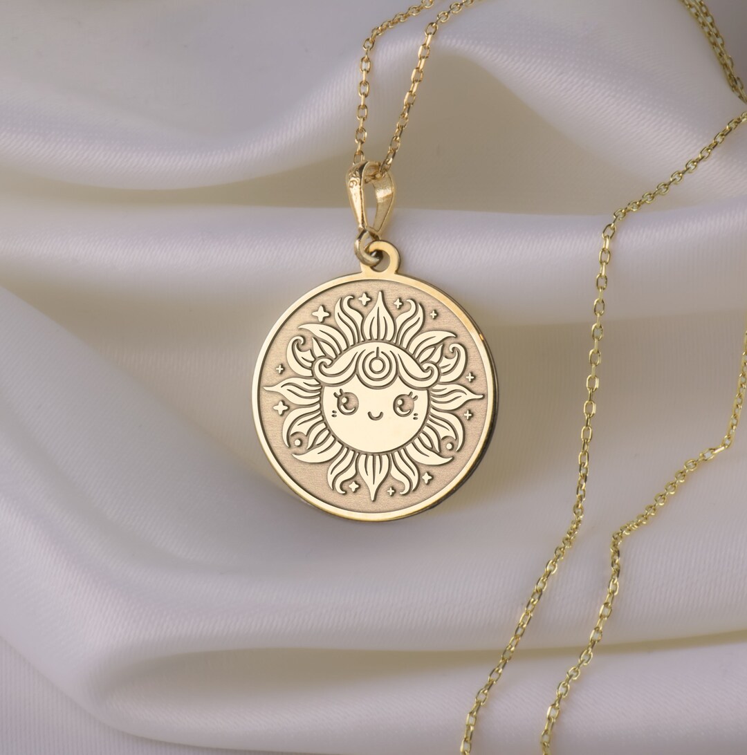 14K Solid Gold Personalized Princess of the Sun Necklace, Gold Princess ...