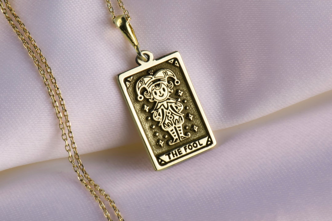 14K Solid Gold Personalized the Fool Tarot Necklace, Silver the Fool ...