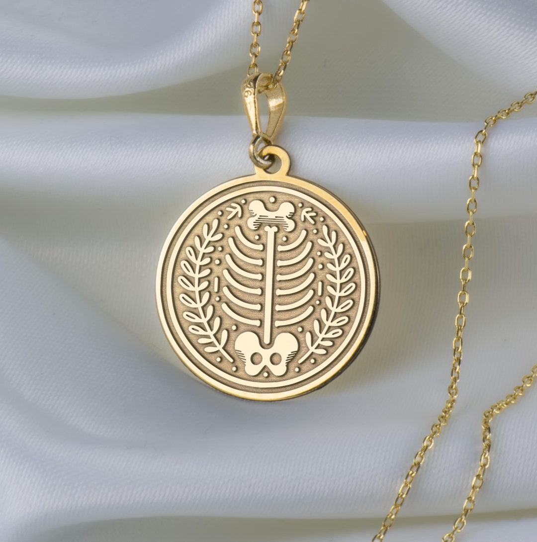 14K Solid Gold Fish Bone Necklace, Fish Bone Pendant, Fish Skeleton ...