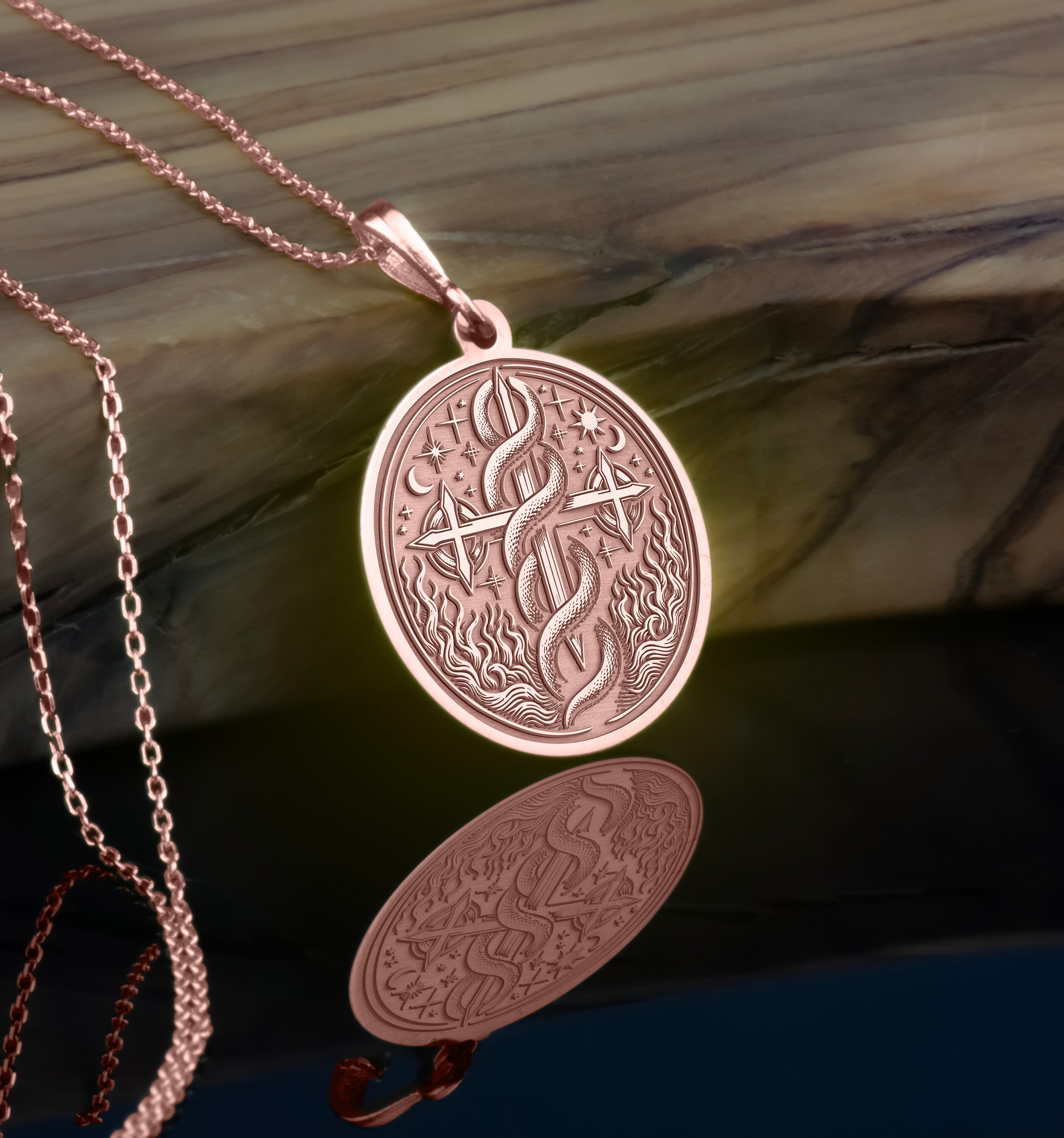 14K Solid Gold Leviathan Cross Necklace, Silver Cross Pendant ...