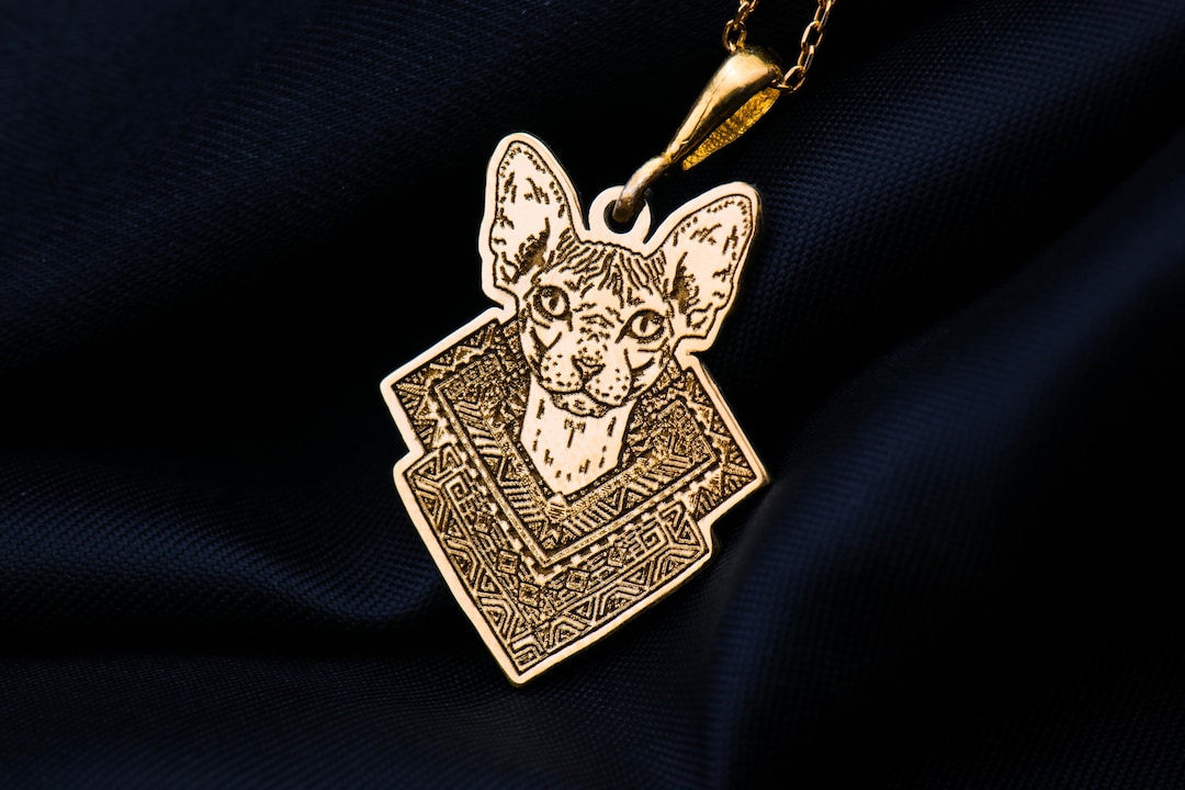14K Solid Gold Ancient Egypt Cat Necklace, Silver Ancient Egyptian Cat ...