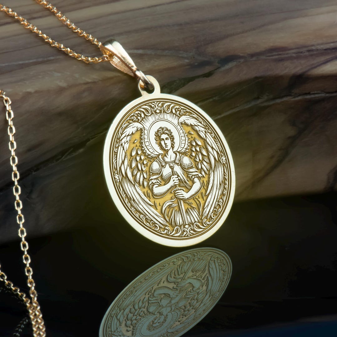 Archangel Michael Necklace: Sterling Silver Saint Pendant, Angel ...