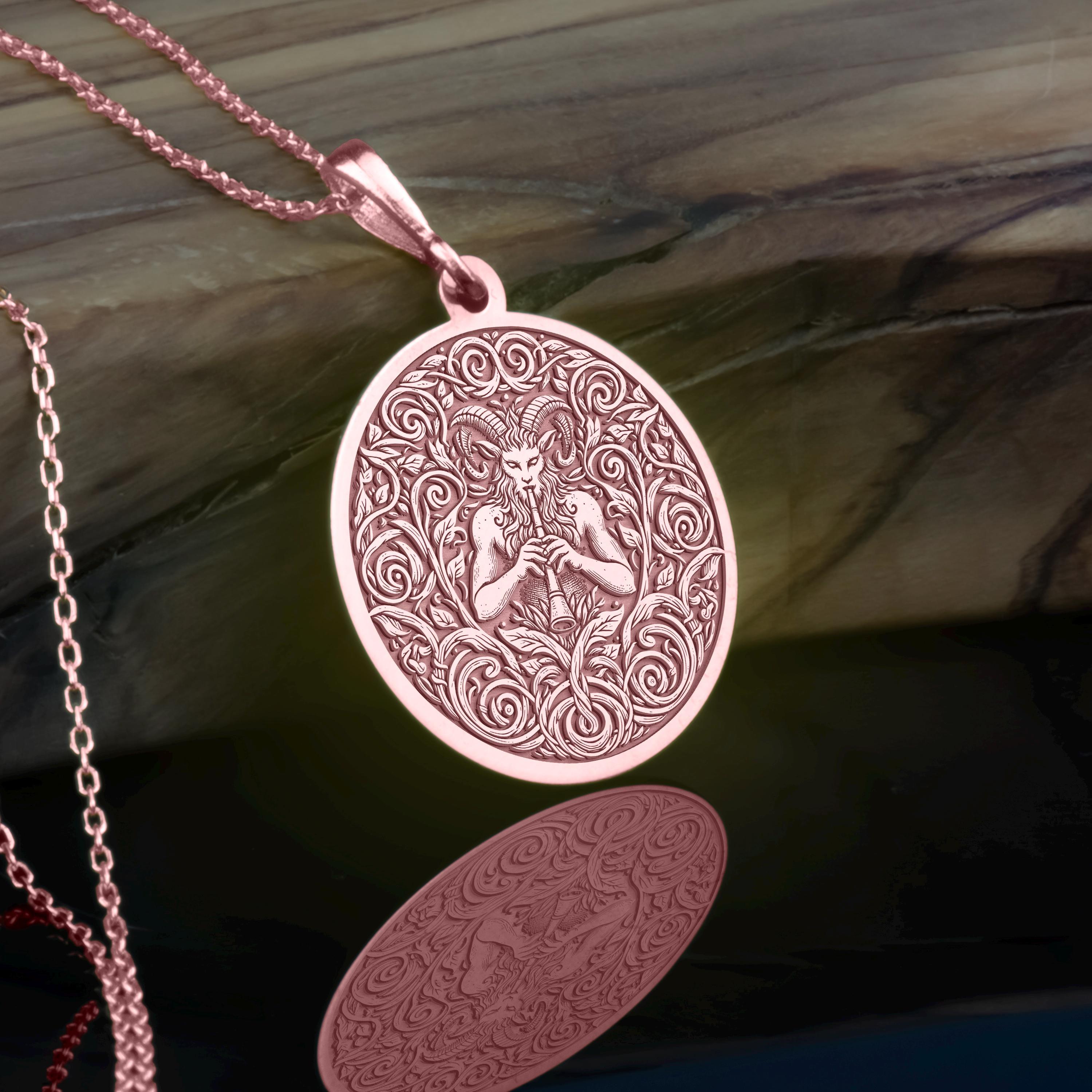 14K Gold Pan Charm, Silver Satyr Pendant, Rose Gold Satyr Pendant ...