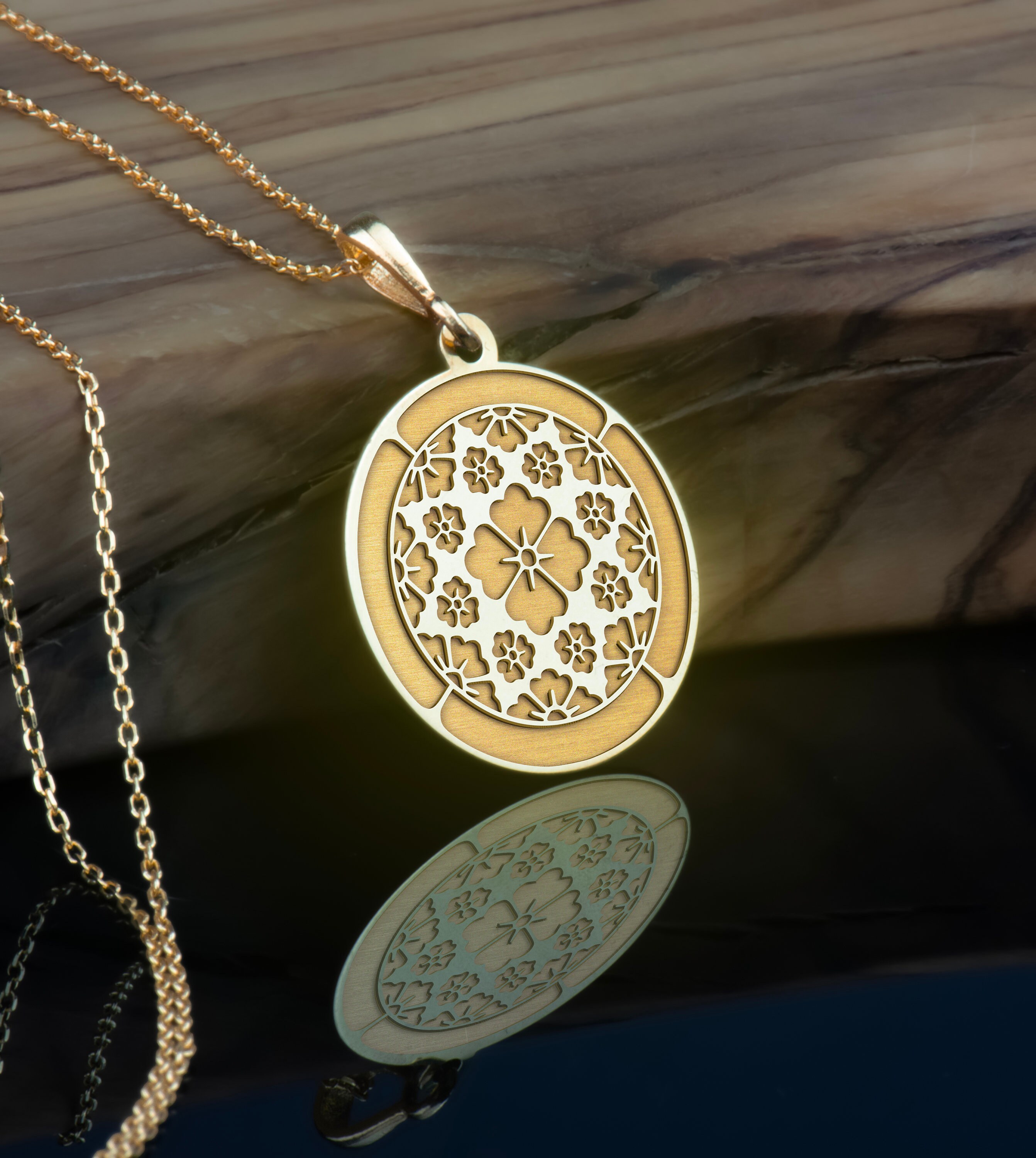 14K Solid Gold Tokudaiji Uri Necklace, Japanese Symbol Pendant, Royal ...