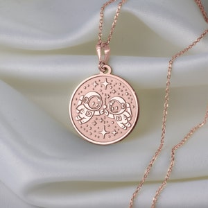 14K Solid Gold Astronaut Necklace, Astronaut Charm Necklace, Silver ...