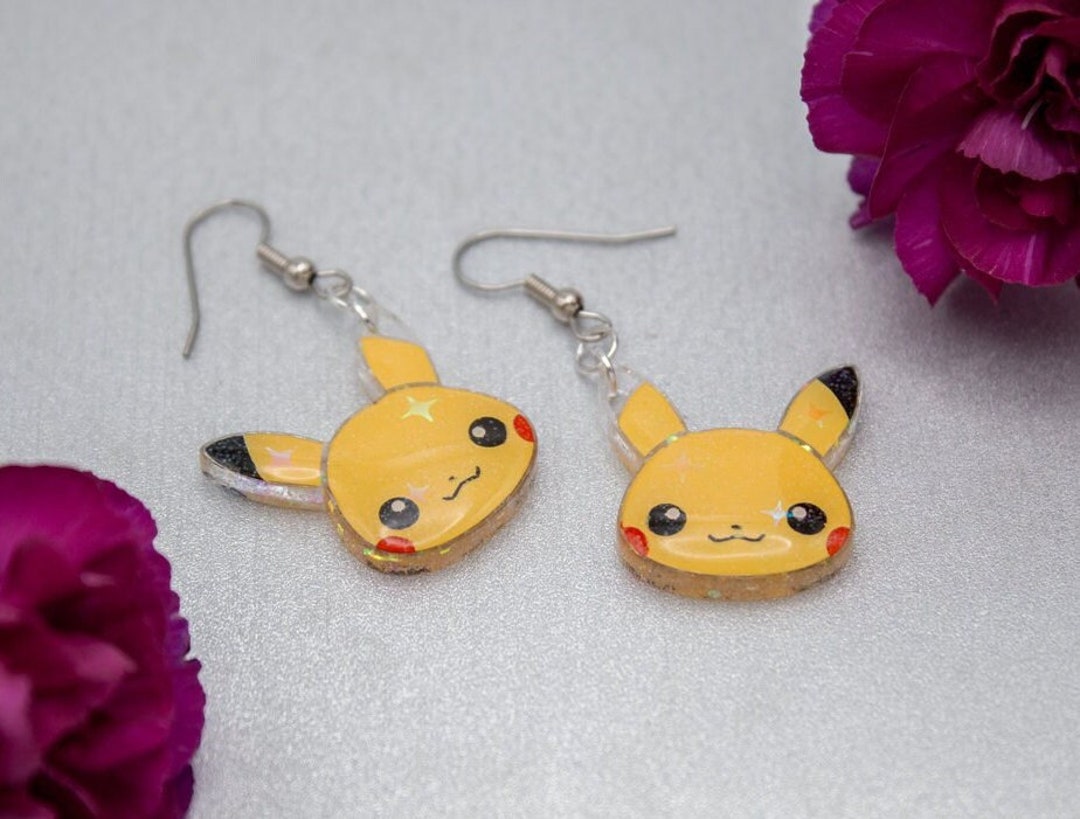 Pikachu Earrings Resin Pokemon - Etsy