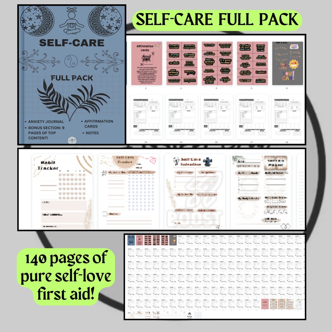 Self-care Bundle: Journals, Affirmation Cards Instant Download ...