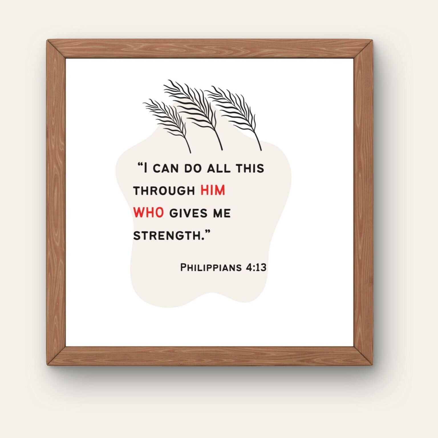 Philippians 4:13 Bible Verse Printable Wall Art Inspirational Christian ...