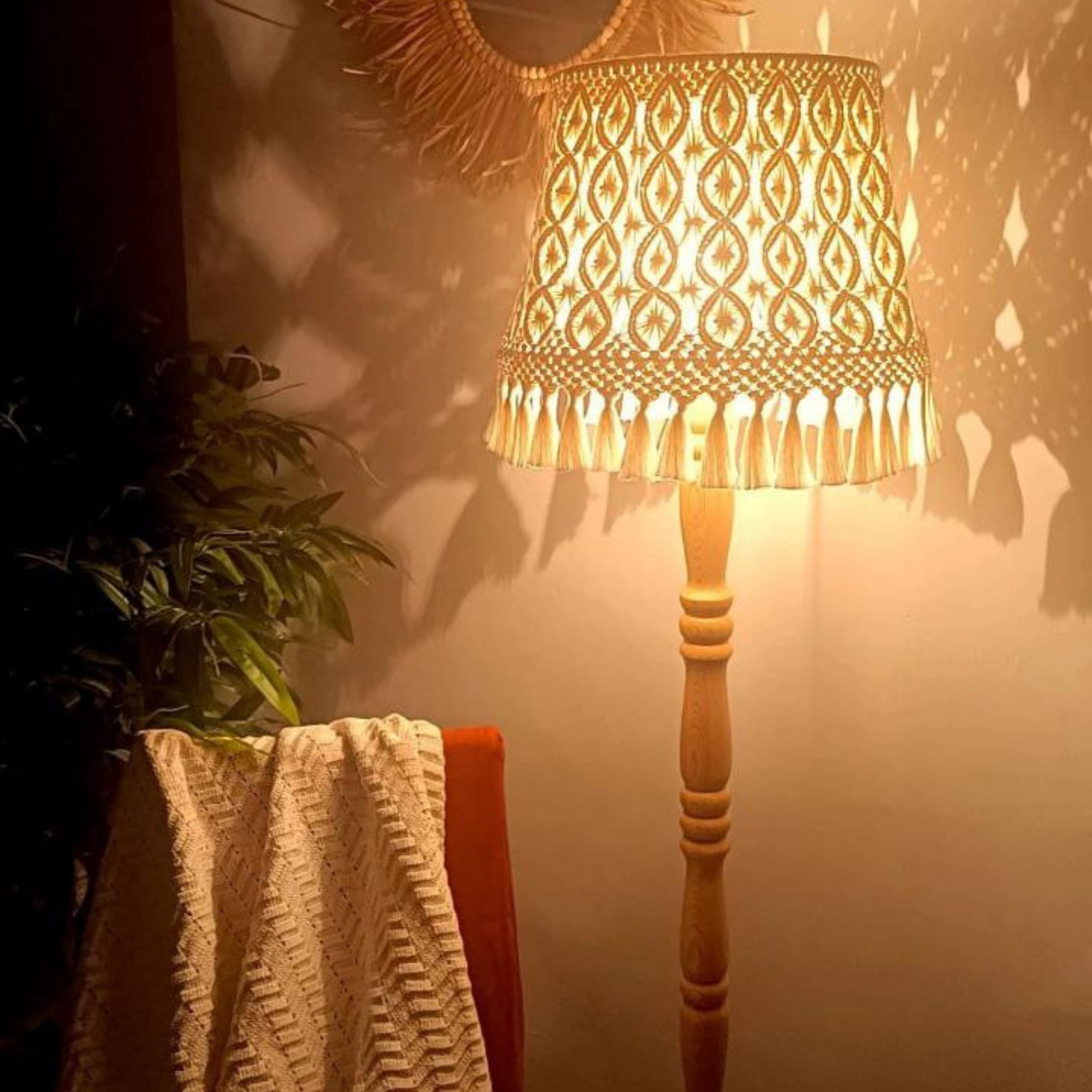 Home Decor Chandelier Lighting Floor Lamp Bohemian Handmade Macrame ...