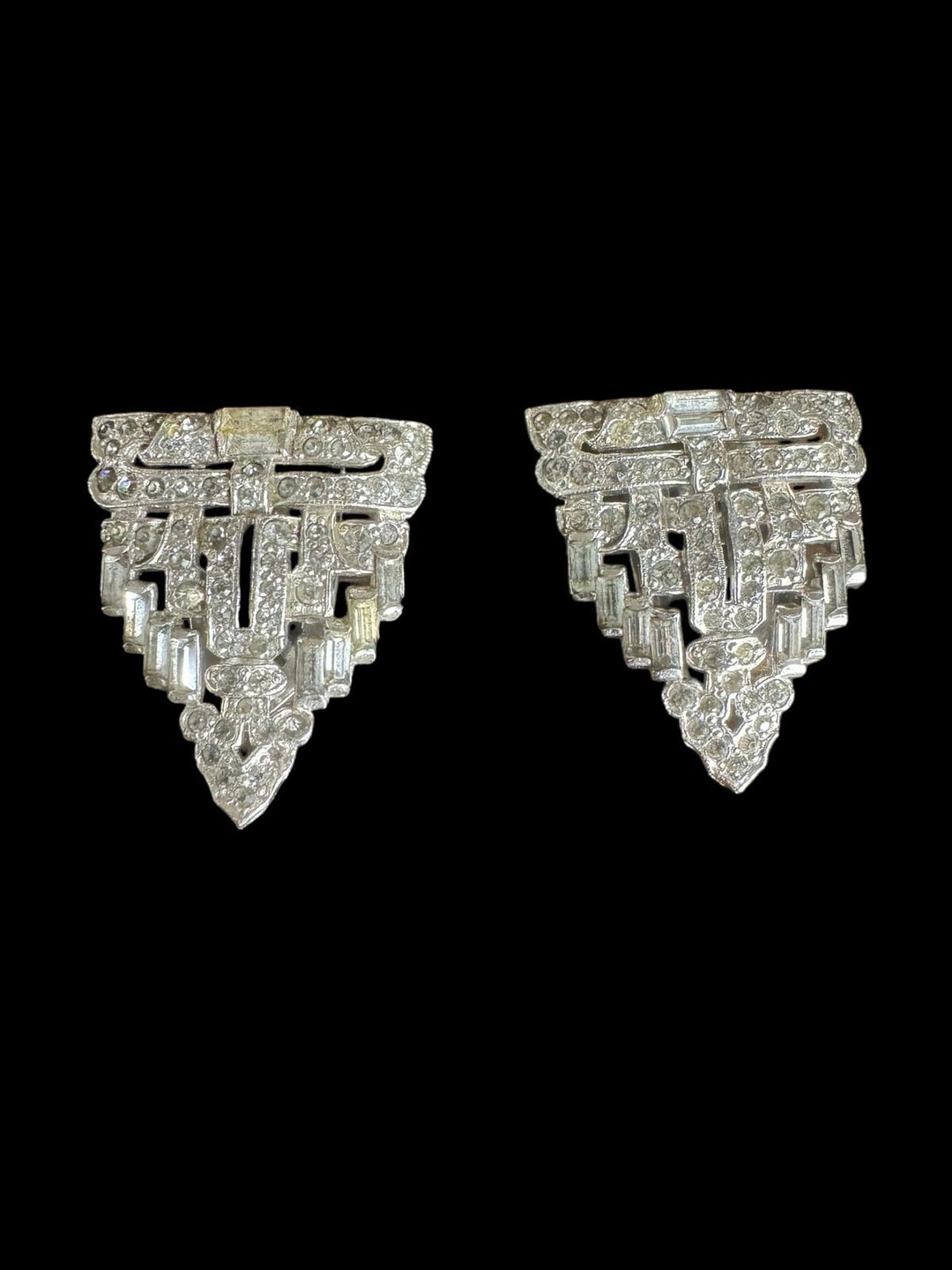 Vintage 1930s Art Deco Rhinestone Rhodium Plated Shoe Clips - Etsy