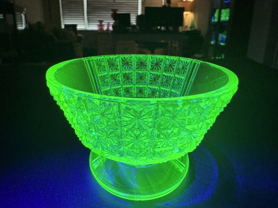 Rare Vintage 1890s EAPG Uranium Glass Bowl Apple Green Delight by ...
