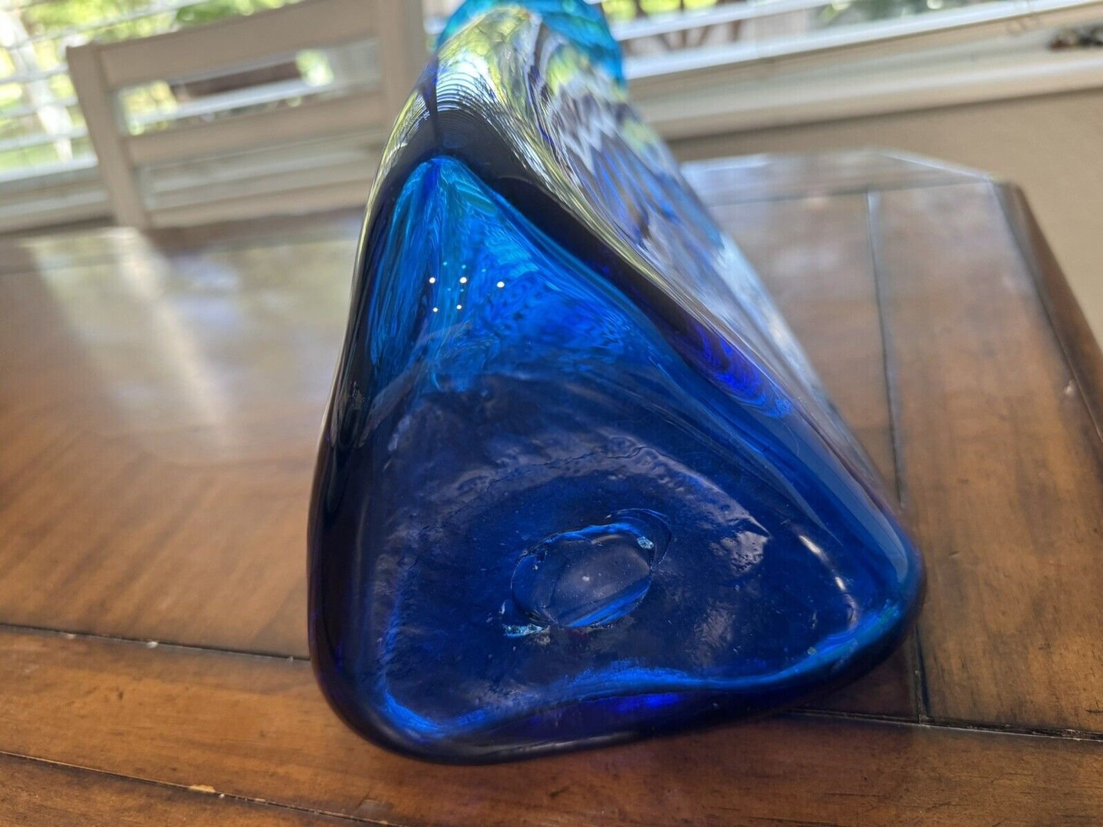 Vintage Blenko Tall Floor Vase 1971 Joel Myers #7049 Turquoise Blue ...