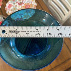 Vintage Blenko Tall Floor Vase 1971 Joel Myers #7049 Turquoise Blue ...