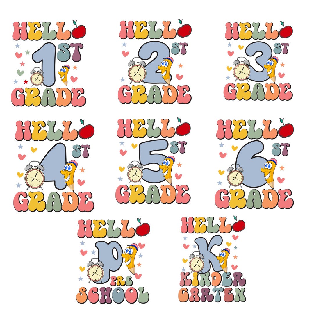 Hello Back to School Bundle, 1st,2nd, First Day of School, Back to ...