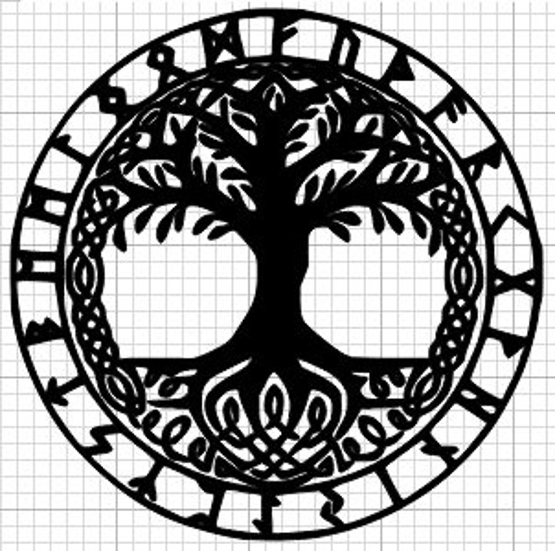 Norse Pagan Symbol - Yggdrasil With Runes Decal - Etsy