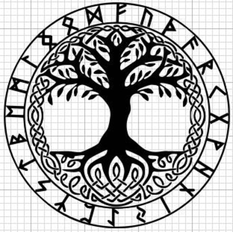 Norse Pagan Symbol - Yggdrasil With Runes Decal - Etsy