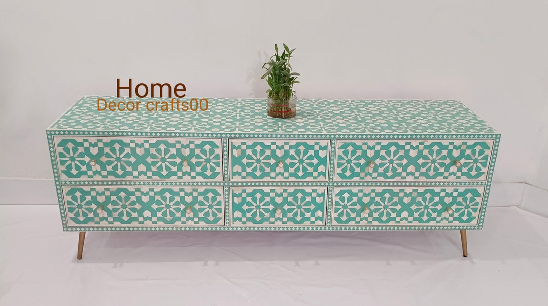 Handmade Bone Inlay Media Console Entertainment Unit for - Etsy