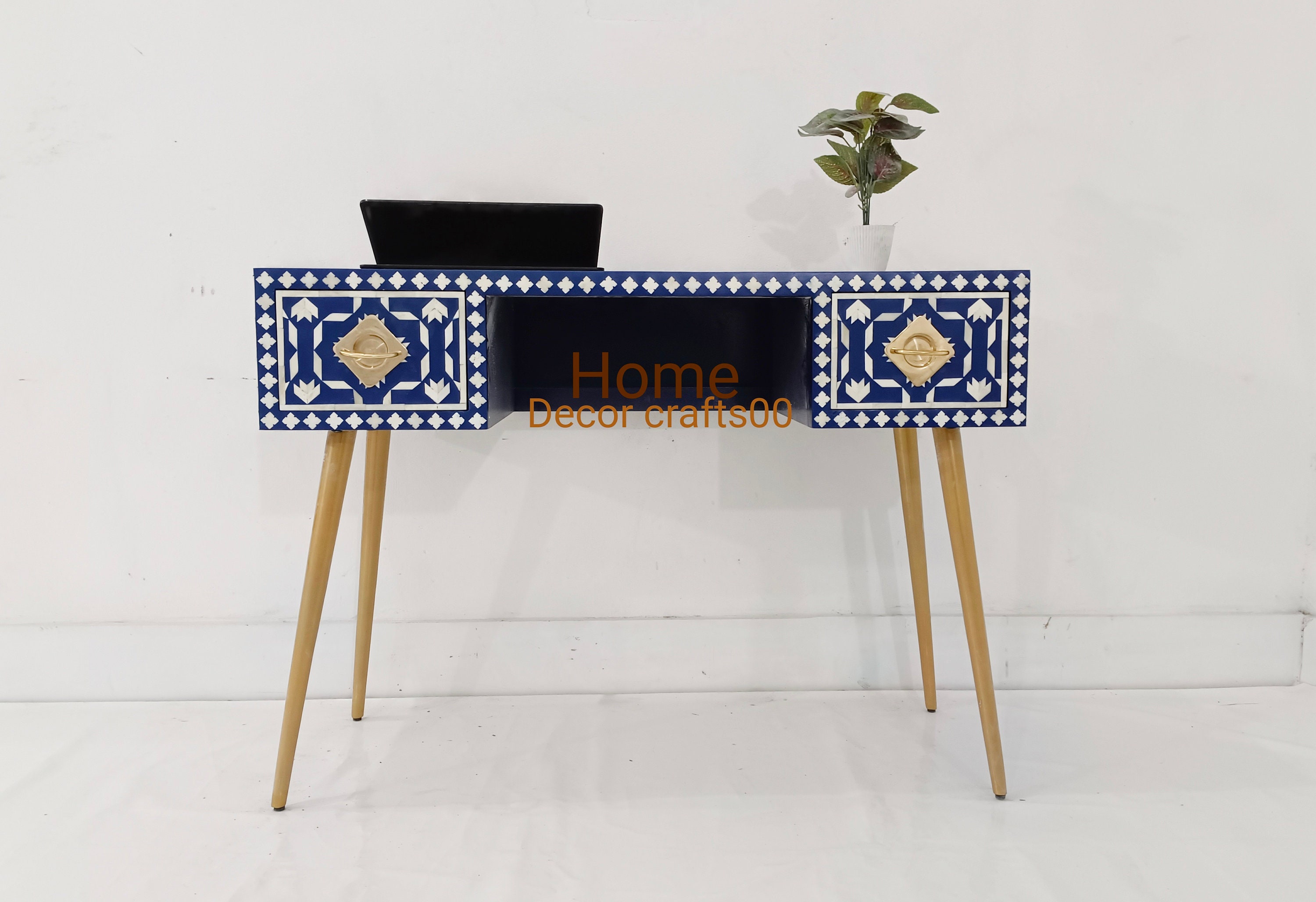 Handmade Bone Inlay Work Desk, Bone Inlay Laptop Table, Bone Inlay ...