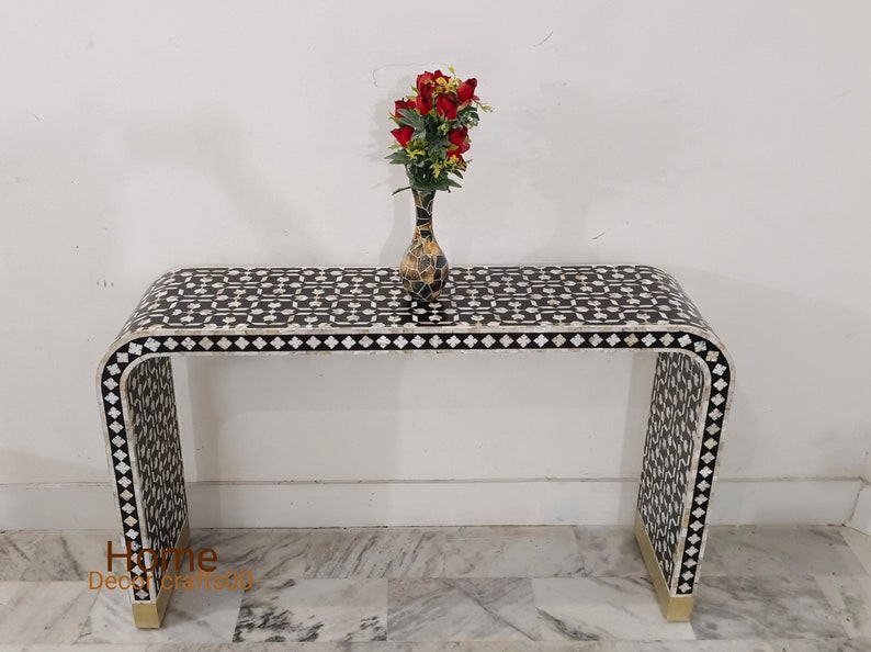 Handmade Mother of Pearl Inlay Console Table, Mop Inlay U Console Table ...