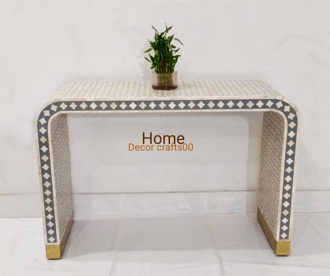 Handmade Bone Inlay Console Table, Bone Inlay U Console, Living Room ...