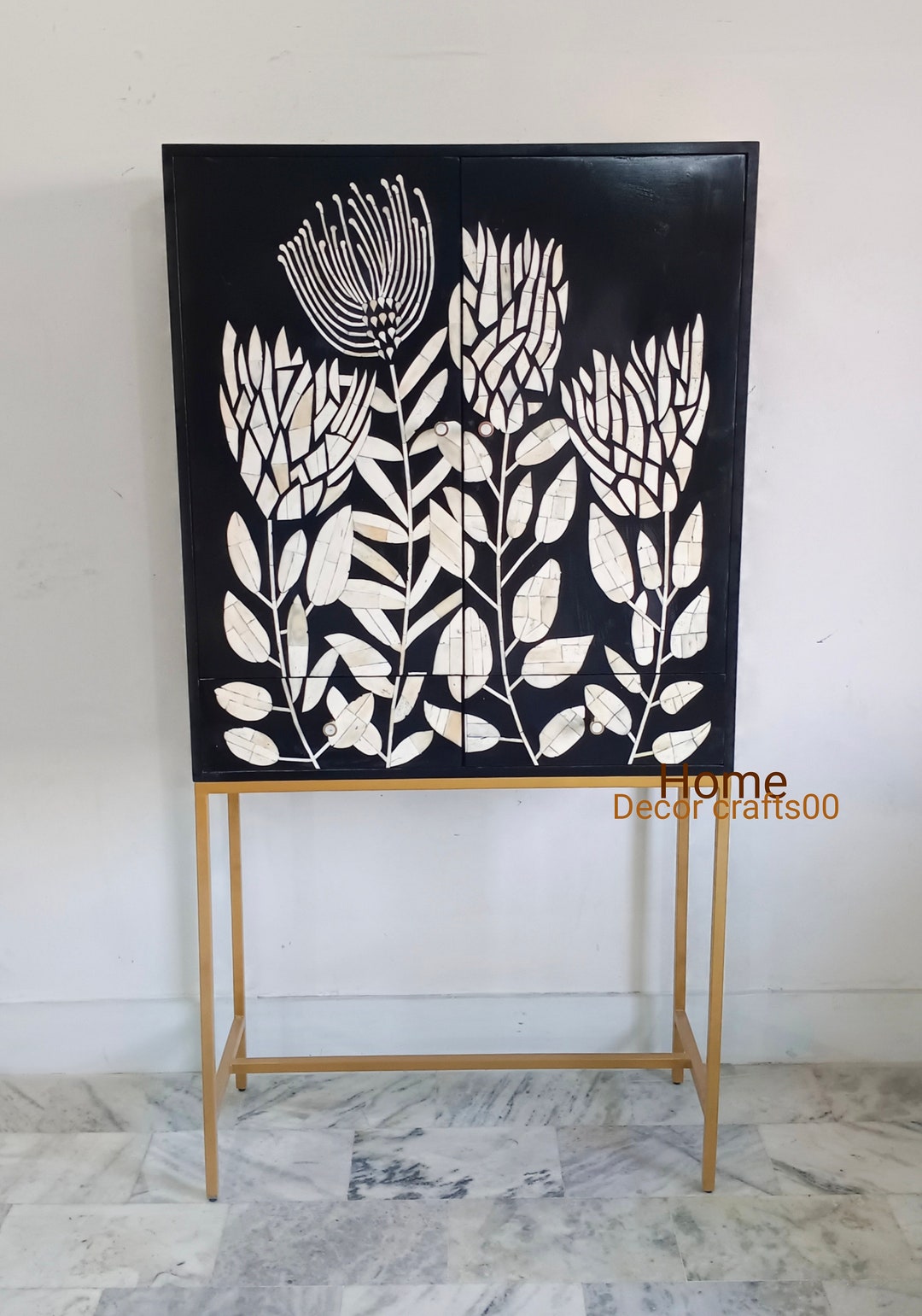 Handmade Bone Inlay 2 Drawer 2 Doors Cabinet , Bone Inlay Optical ...