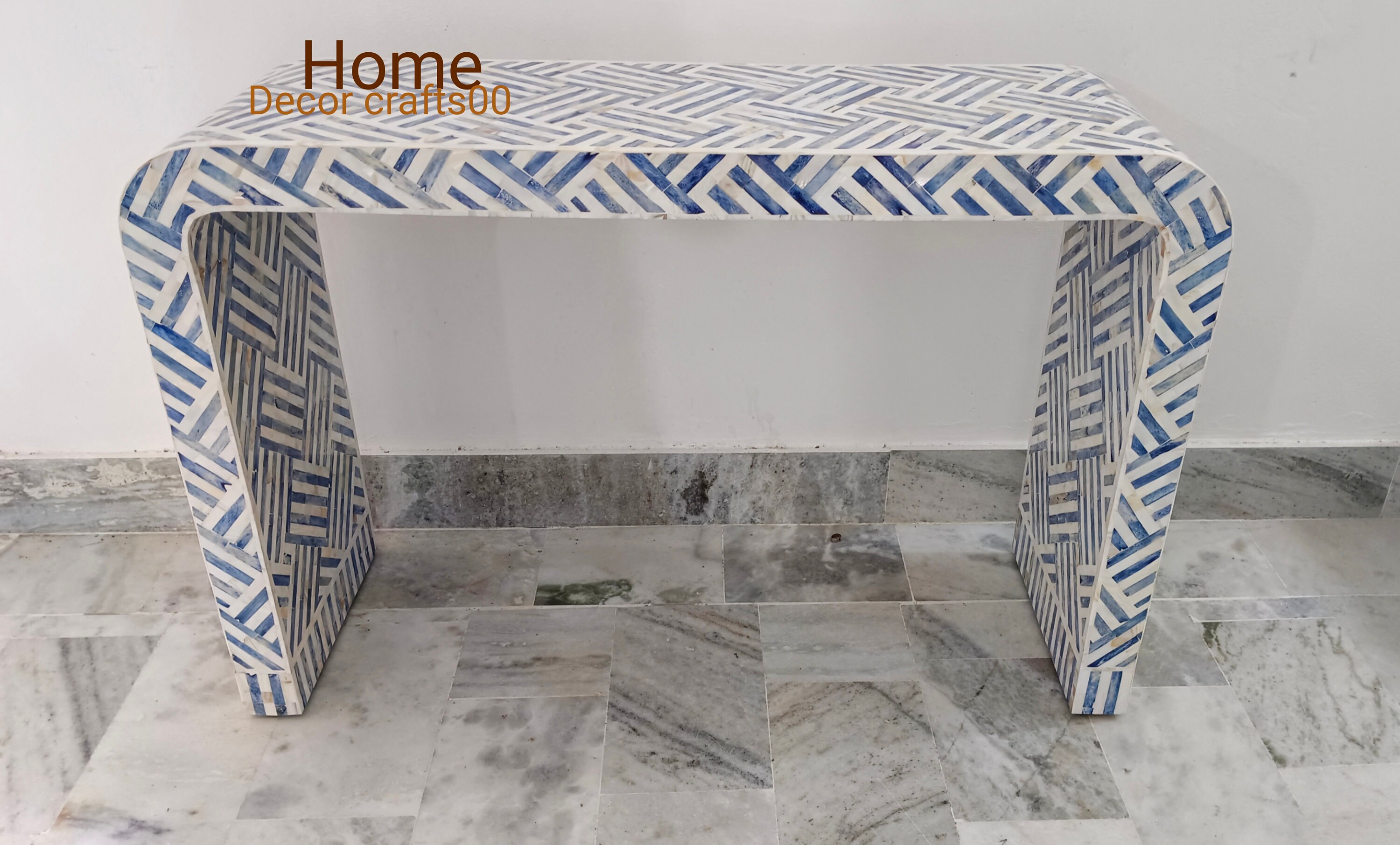 Handmade Bone Inlay U Console, Bone Inlay Console Table, Bone Inlay ...