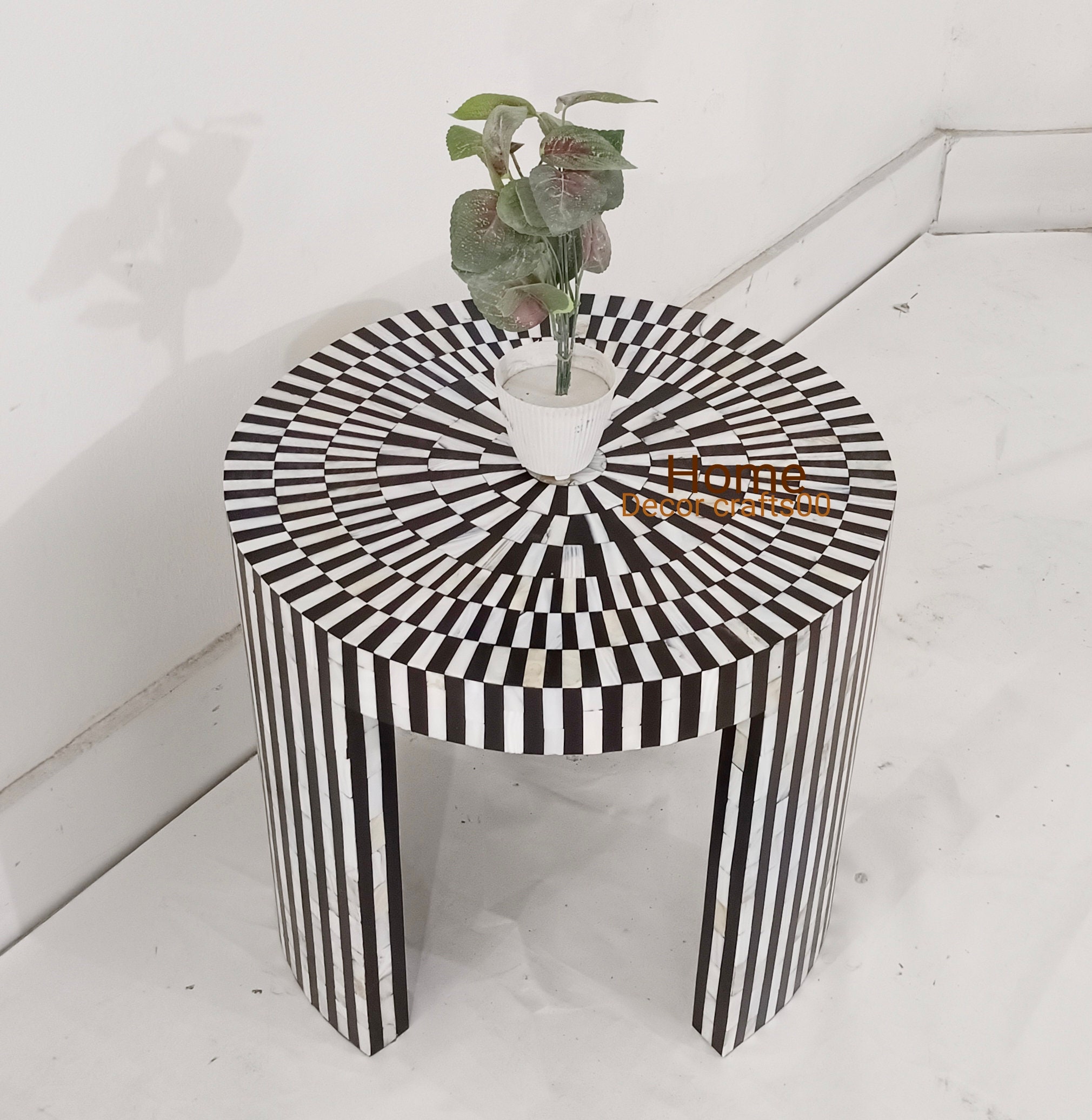 Handmade Mother of Pearl Inlay Side Table, Mop Inlay Side Stool, Mop ...