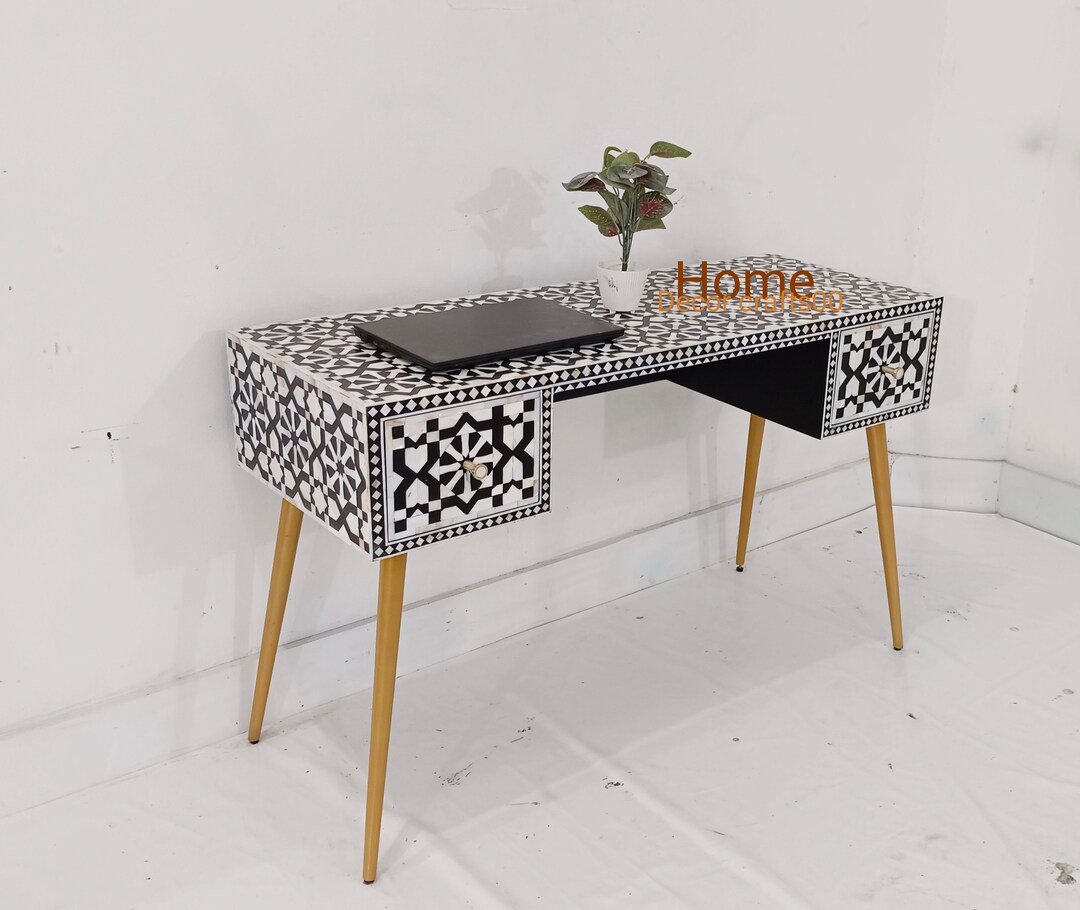 Handmade Mother of Pearl Inlay Work Desk, Mop Inlay Laptop Table, Mop ...