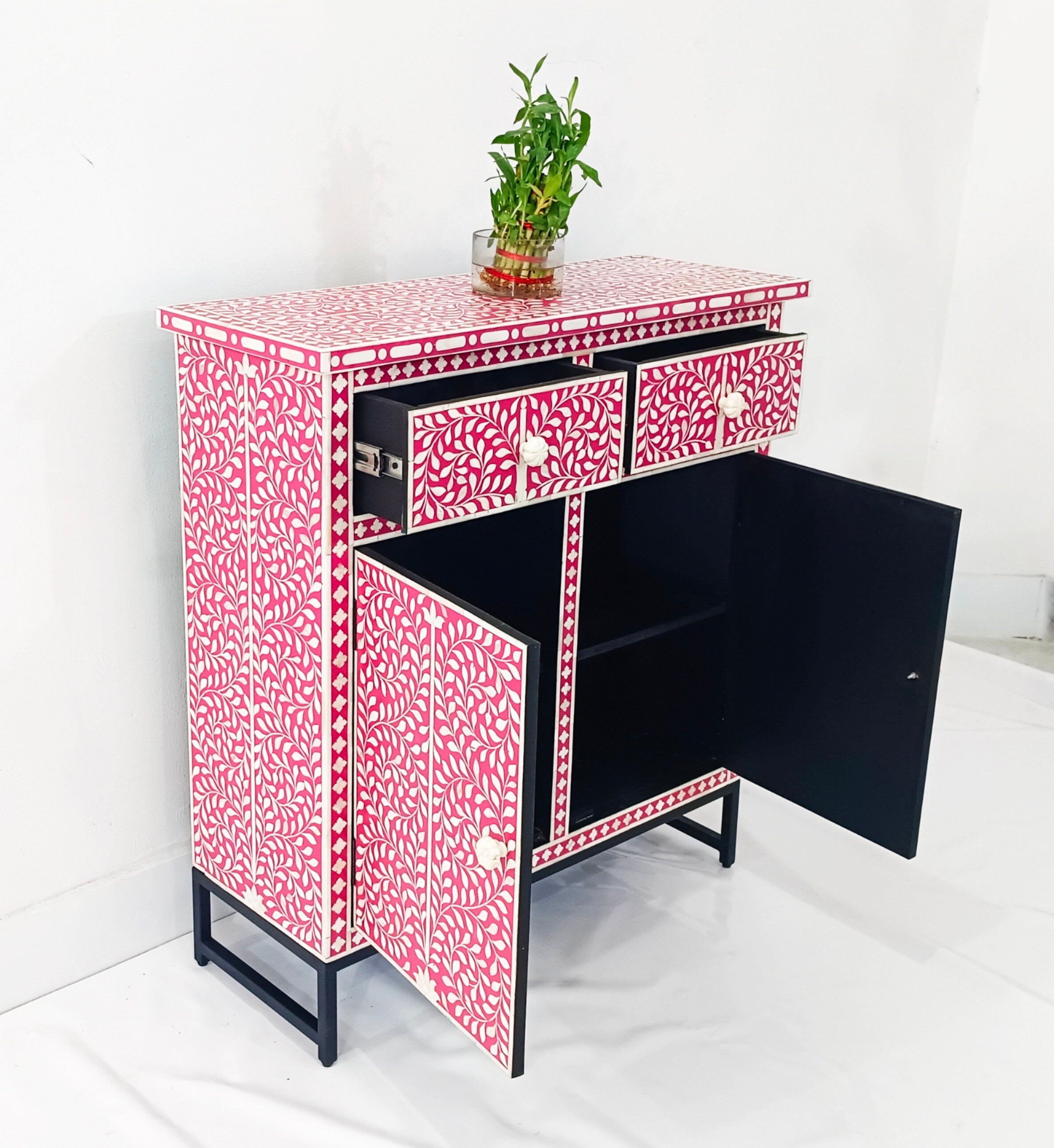 Bone Inlay 2 Doors 2 Drawers Cabinet Floral Leaf in Bone - Etsy