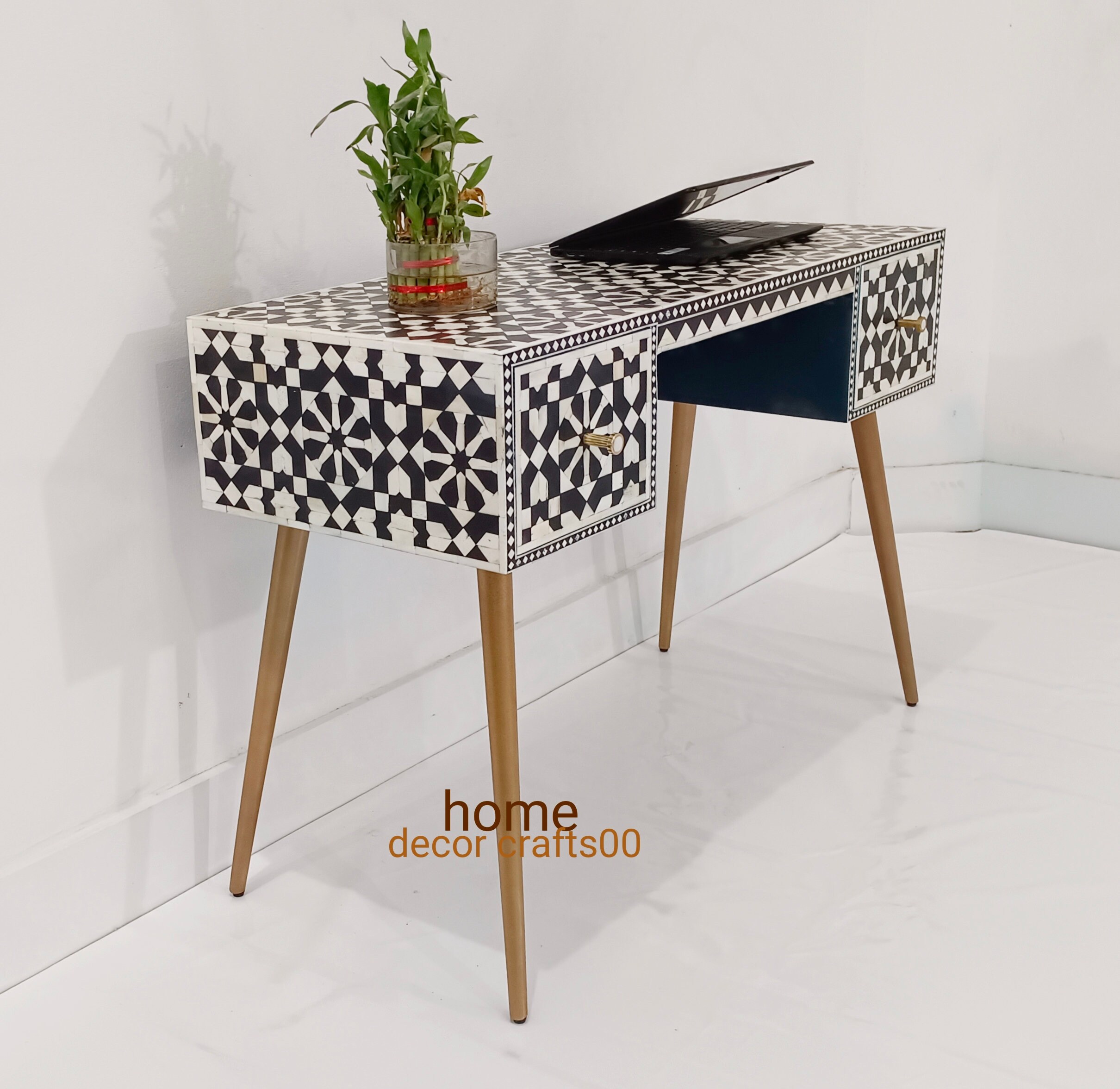 Handmade Bone Inlay Work Desk, Bone Inlay Laptop Table, Bone Inlay ...