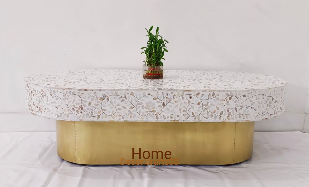 Beautiful Mother of Pearl Inlay Ovel Coffee Table oval - Etsy