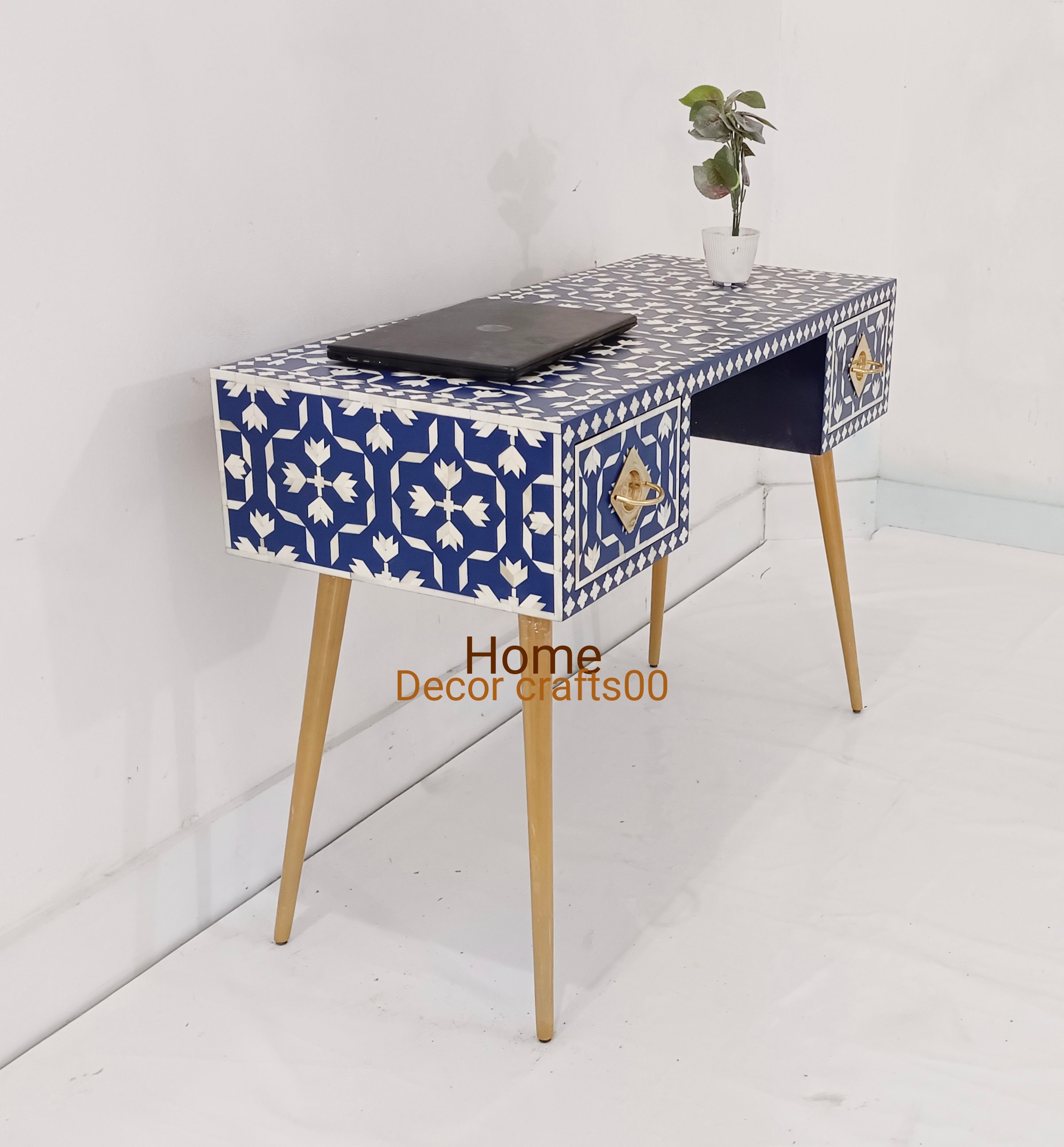 Handmade Bone Inlay Work Desk, Bone Inlay Laptop Table, Bone Inlay ...