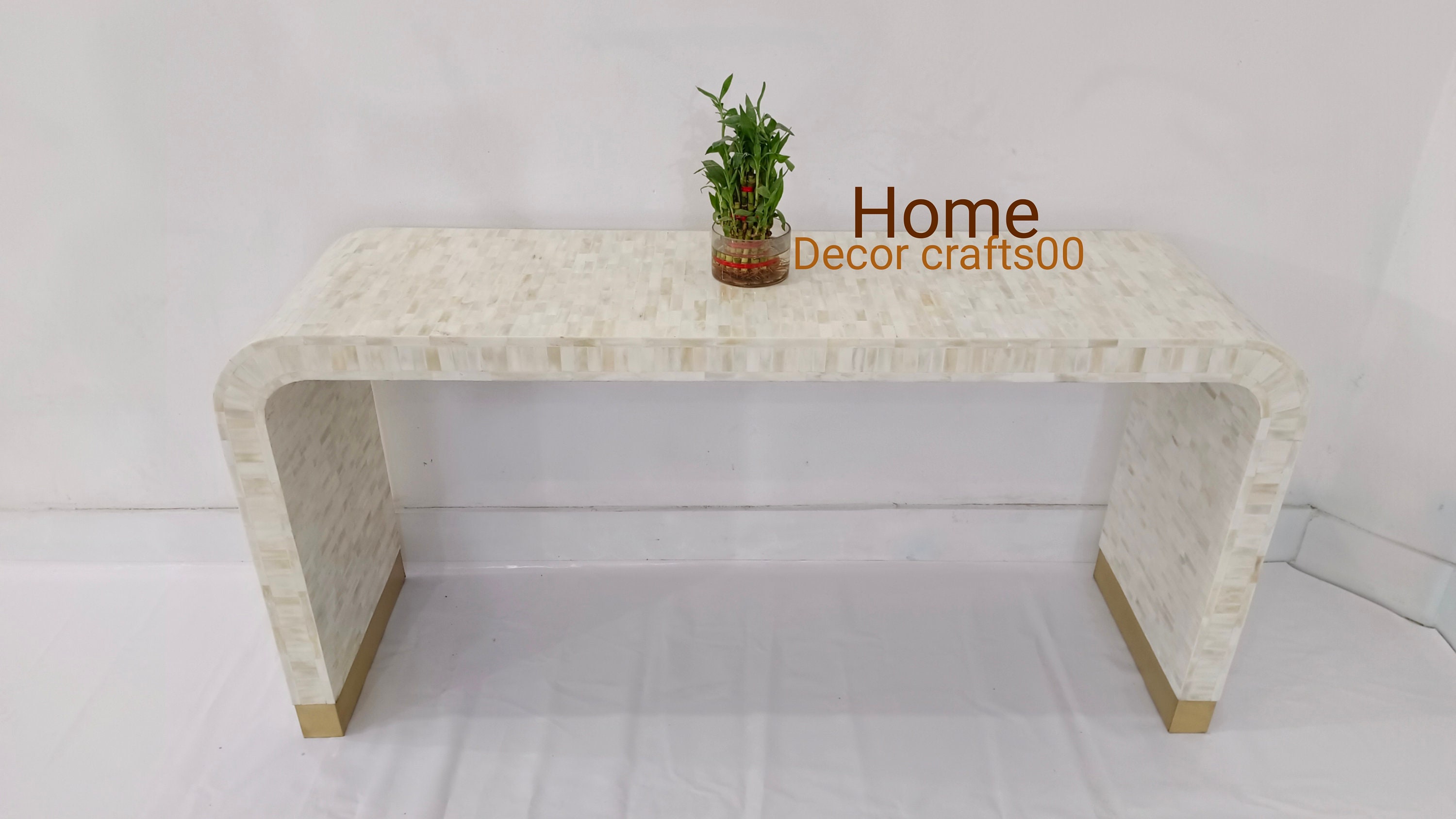 Bone Inlay Morrocan White Bone U Console Table, Bone Inlay Handmade ...