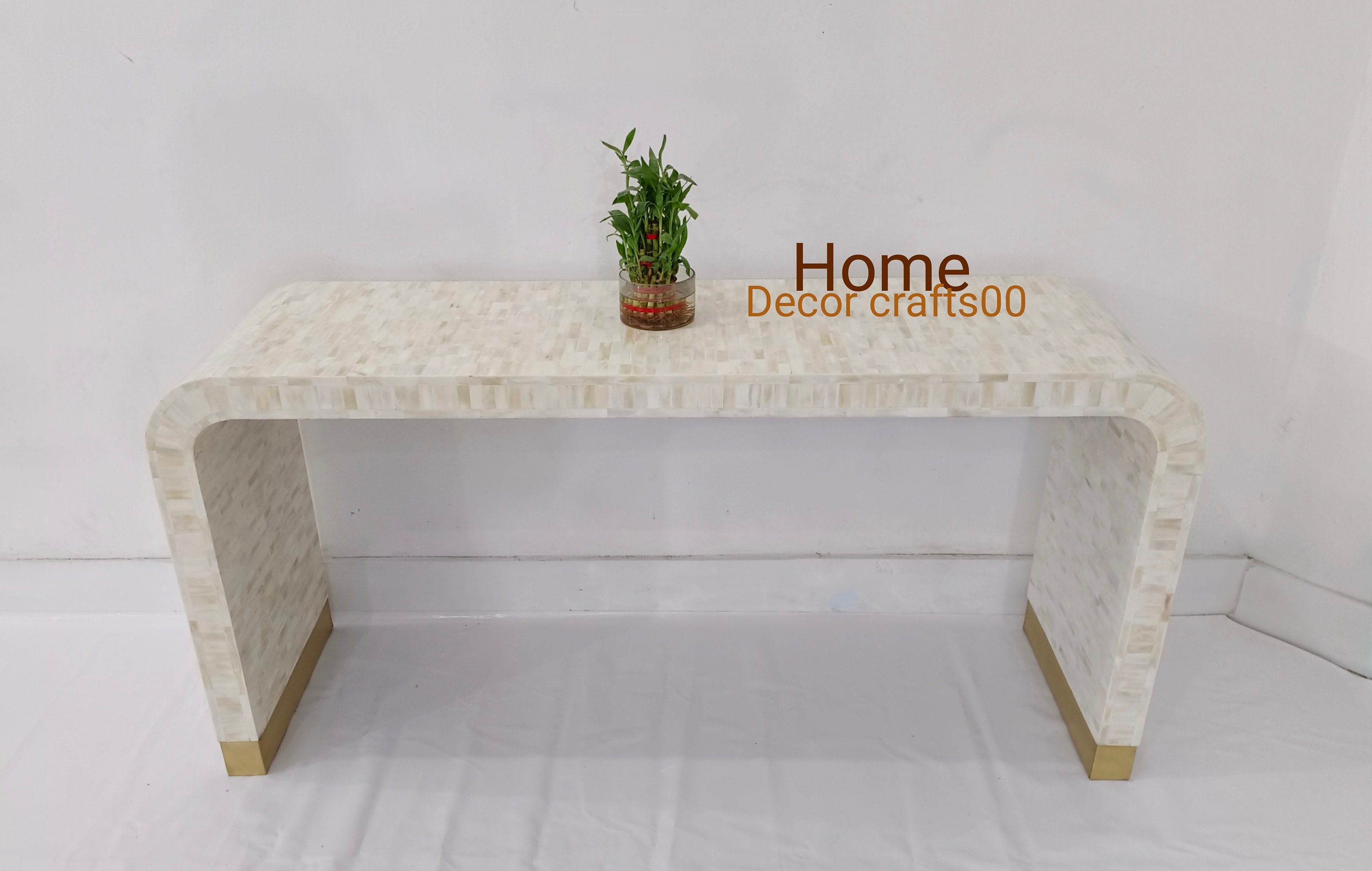 Bone Inlay Morrocan White Bone U Console Table, Bone Inlay Handmade ...