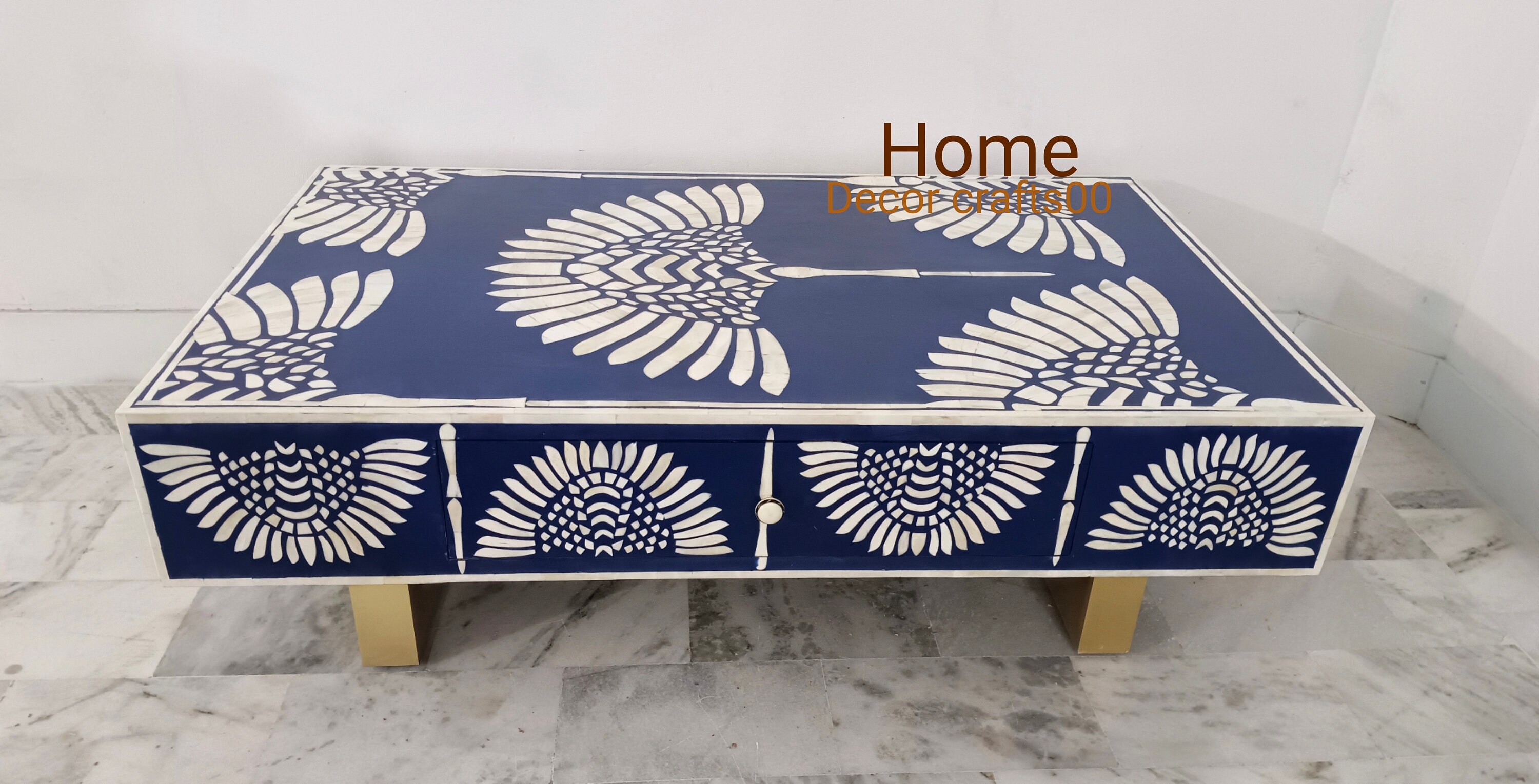 New Indian Handmade Bone Inlay Rectangular Coffee Table , Bone Inlay ...