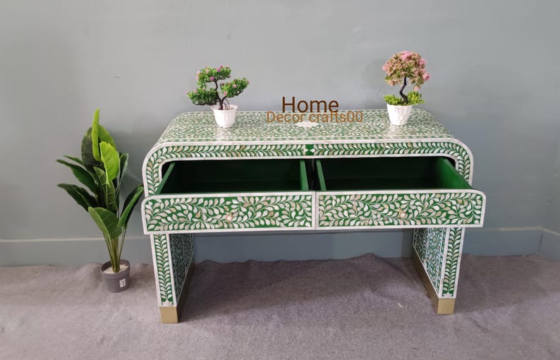 Mother of Pearl Inlay Console Table: Handmade Floral Entryway Table, - Etsy
