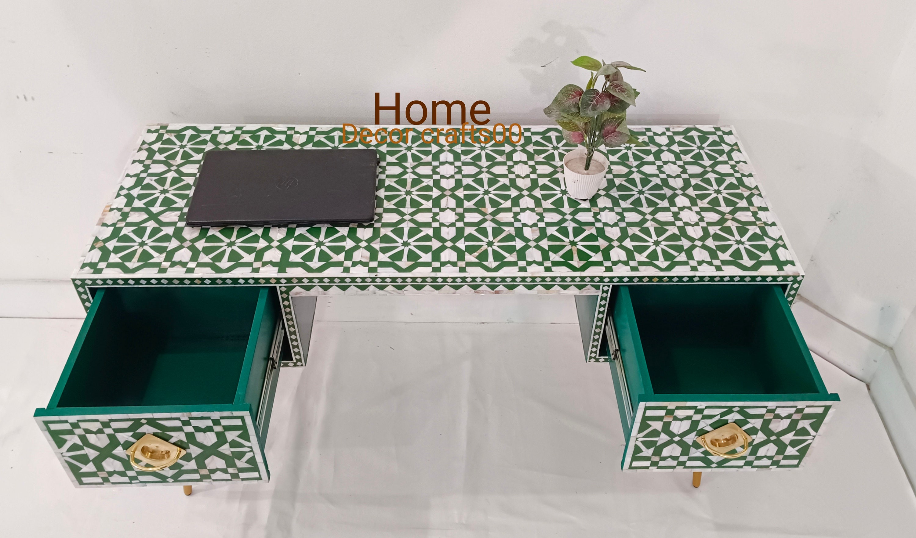 New Handmade Mother of Pearl Inlay Work Desk, Mop Inlay Laptop Table ...