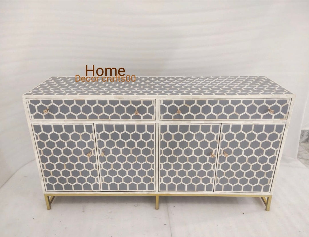 Handmade Bone Inlay 2 Drawer 4 Doors Cabinet, Bone Inlay Buffet , Bone ...