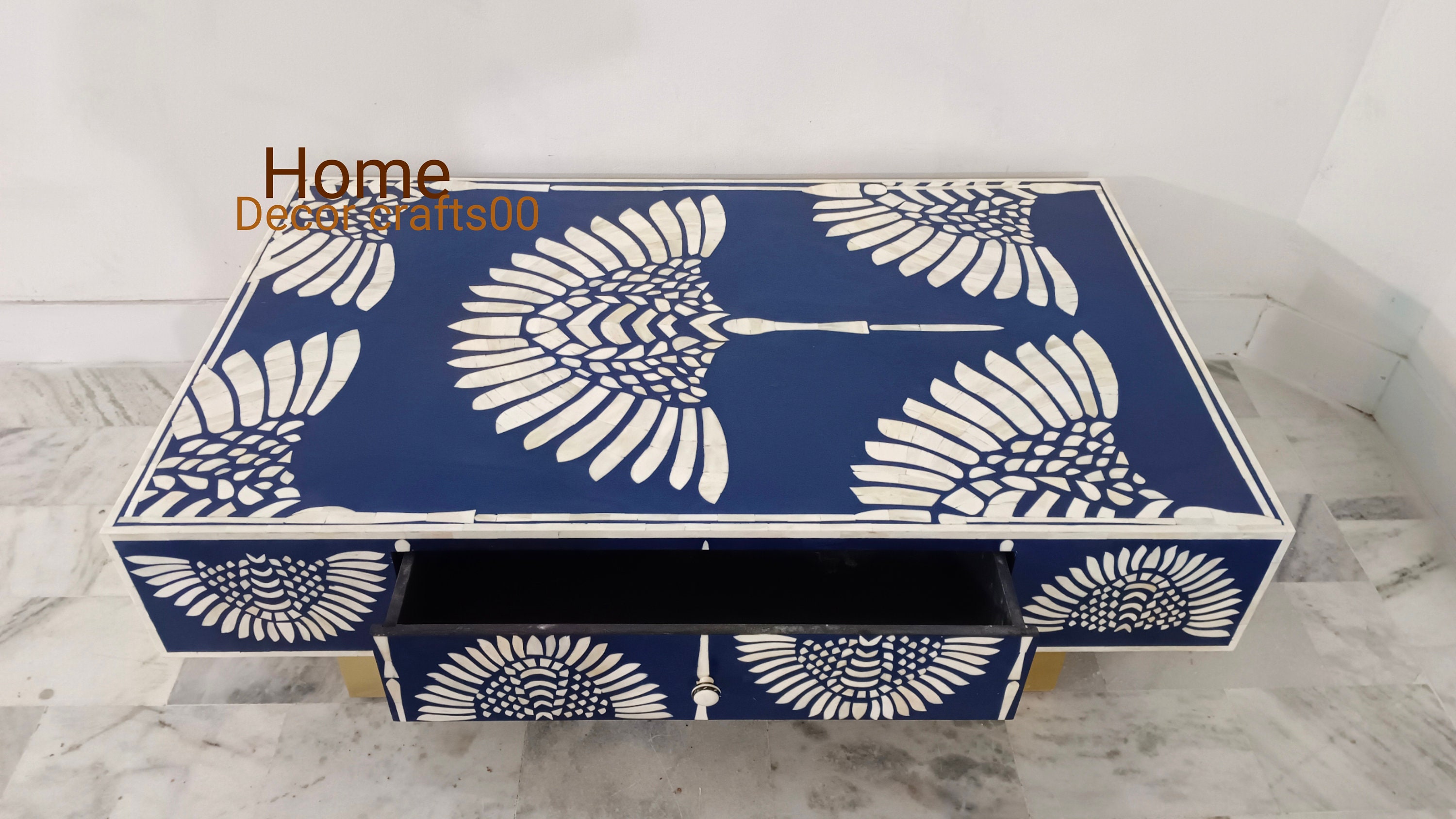 New Indian Handmade Bone Inlay Rectangular Coffee Table , Bone Inlay ...