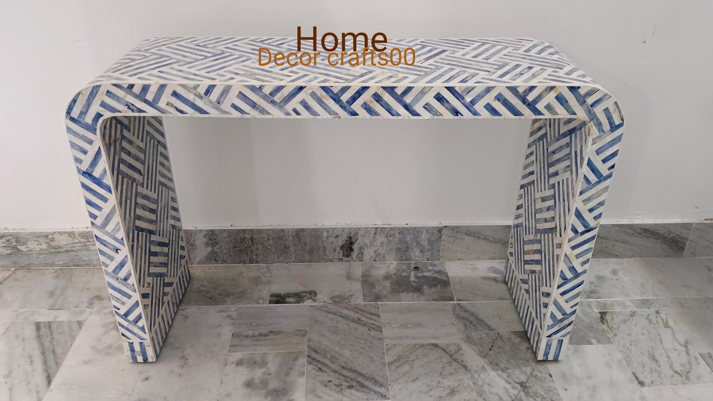 Handmade Bone Inlay U Console, Bone Inlay Console Table, Bone Inlay ...