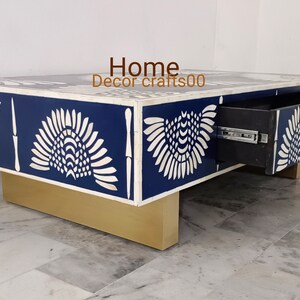 New Indian Handmade Bone Inlay Rectangular Coffee Table , Bone Inlay ...