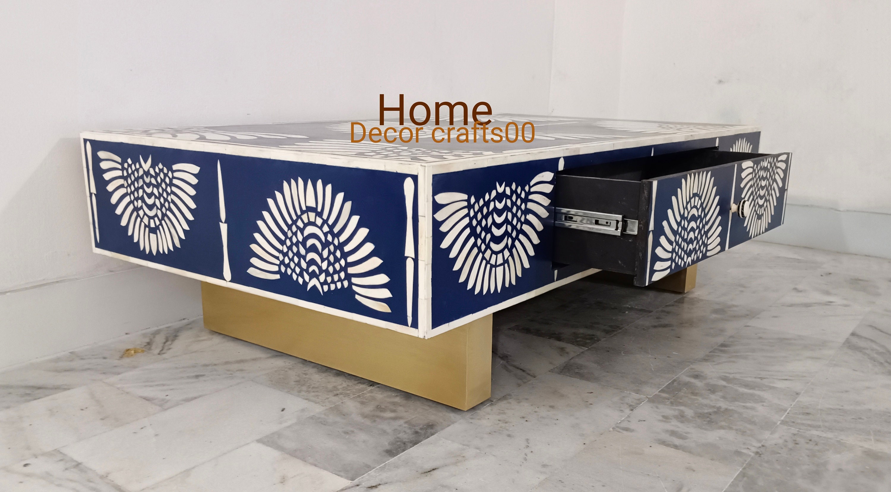 New Indian Handmade Bone Inlay Rectangular Coffee Table , Bone Inlay ...