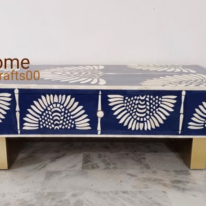 New Indian Handmade Bone Inlay Rectangular Coffee Table , Bone Inlay ...