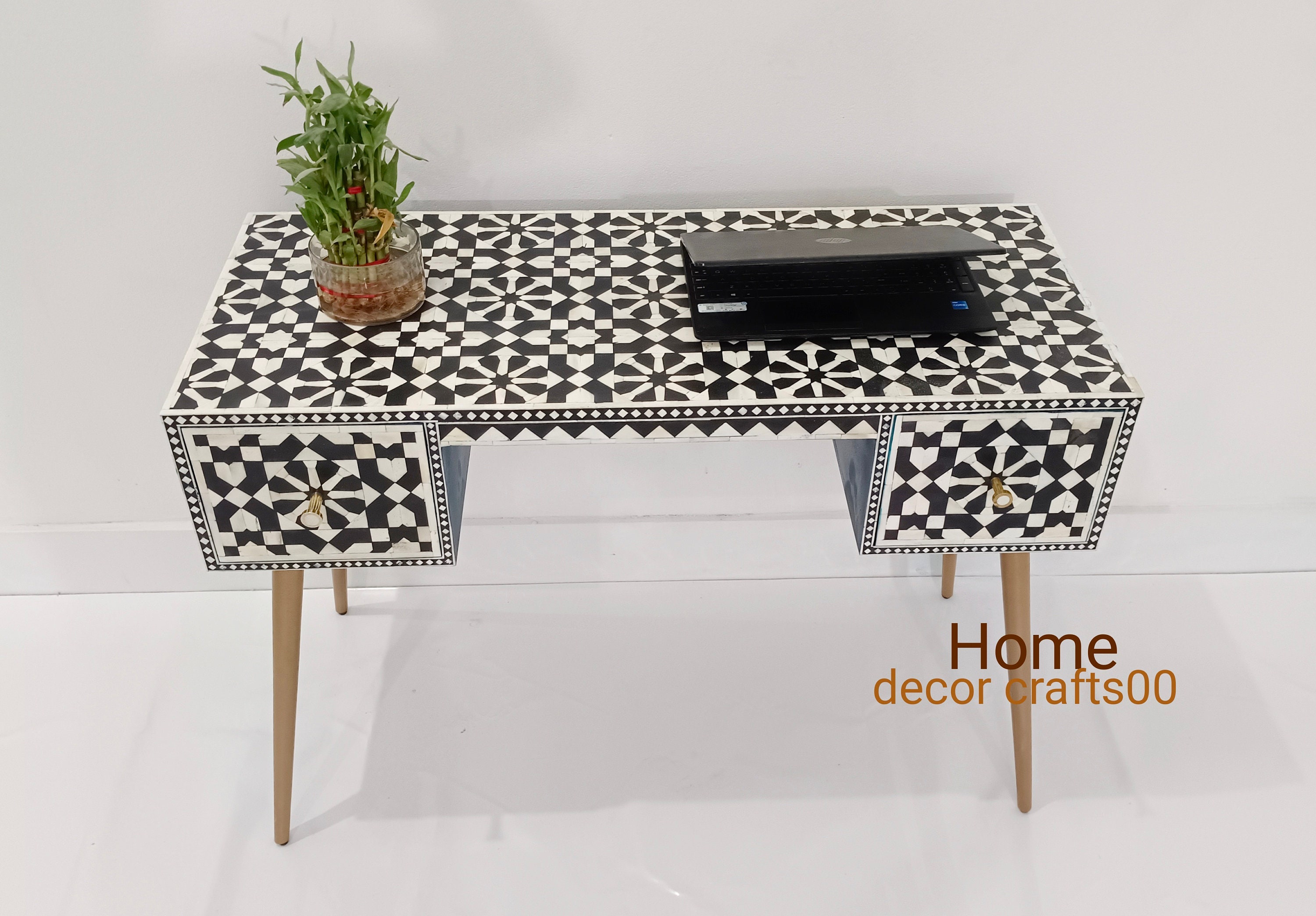 Handmade Bone Inlay Work Desk, Bone Inlay Laptop Table, Bone Inlay ...