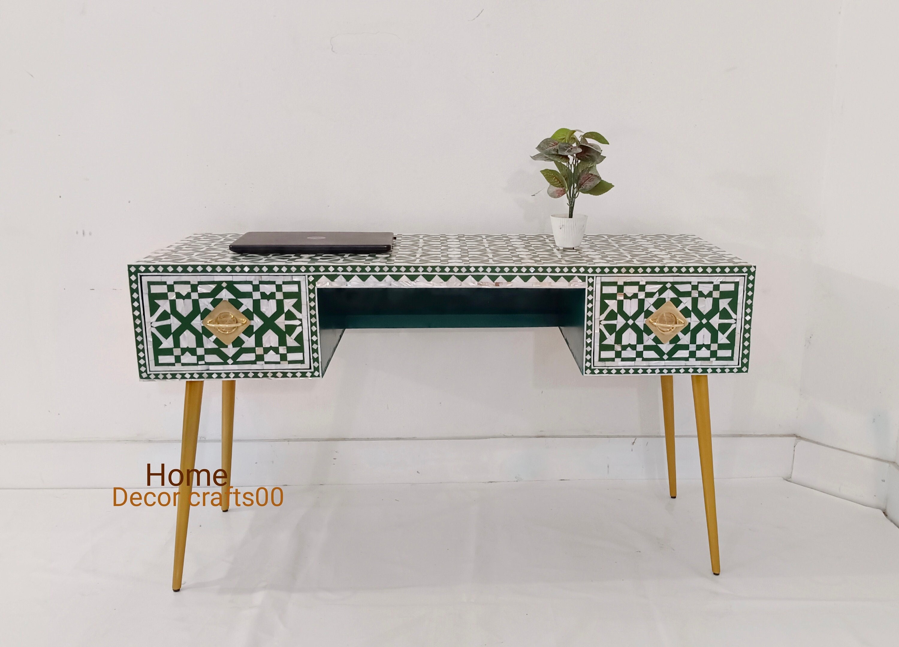 New Handmade Mother of Pearl Inlay Work Desk, Mop Inlay Laptop Table ...